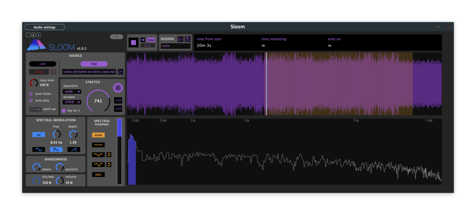 Extreme time stretching, spectral shaping: Sloom and instant ambient ...