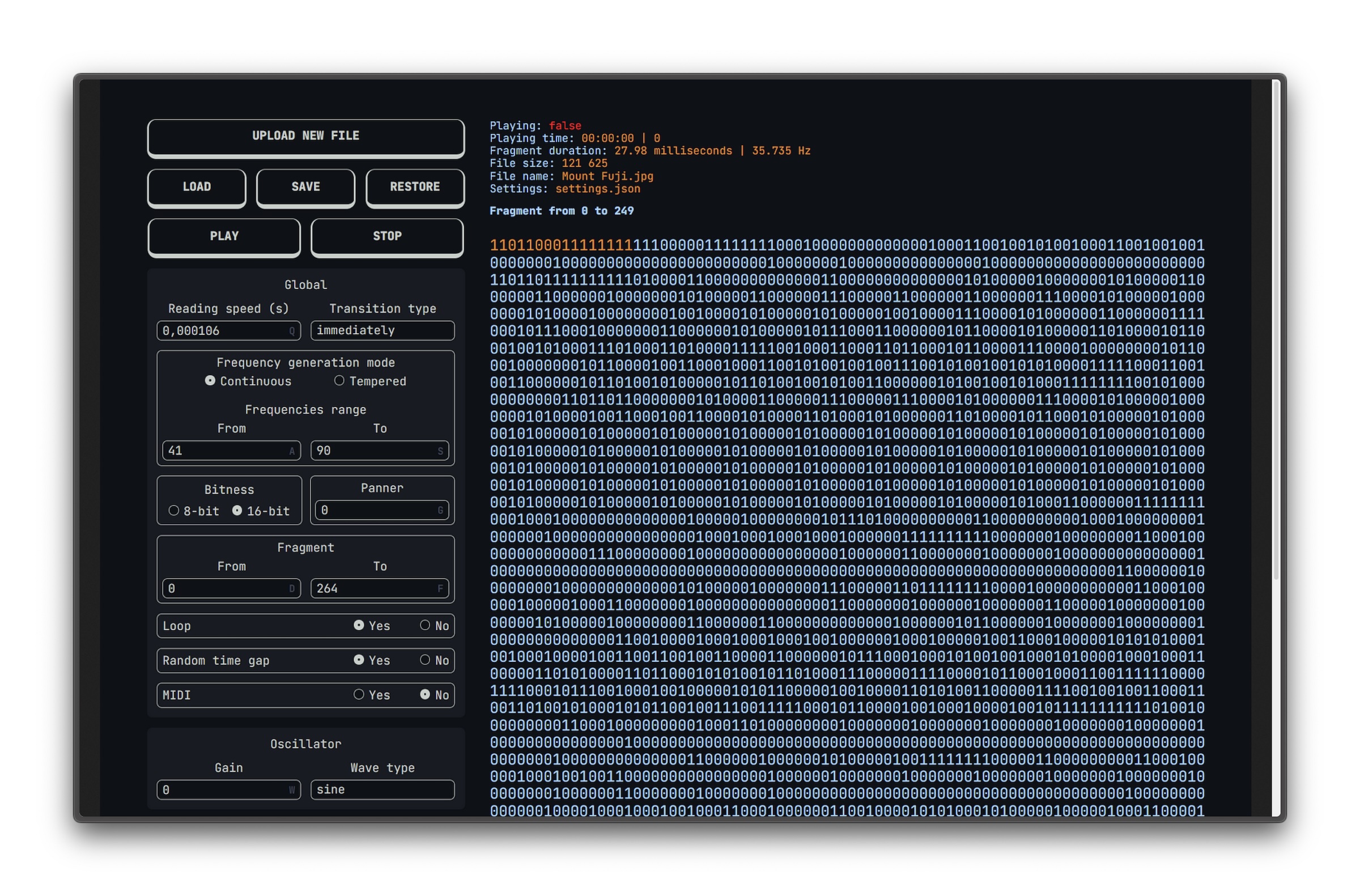 Transform any binary file into sound and MIDI, right in your browser ...