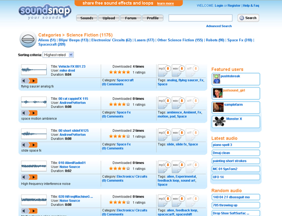 Web 2.0 Sampling: Free Samples at Soundsnap.com, Freesound Project ...